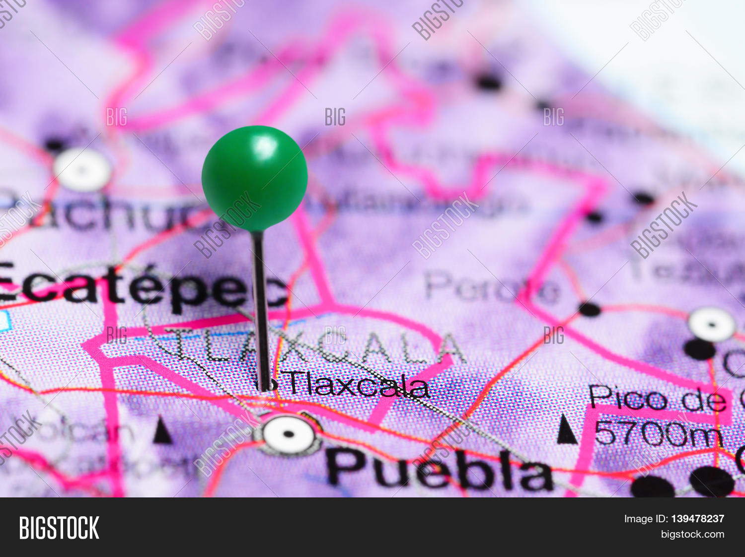 Tlaxcala Pinned On Map Image & Photo (Free Trial) | Bigstock