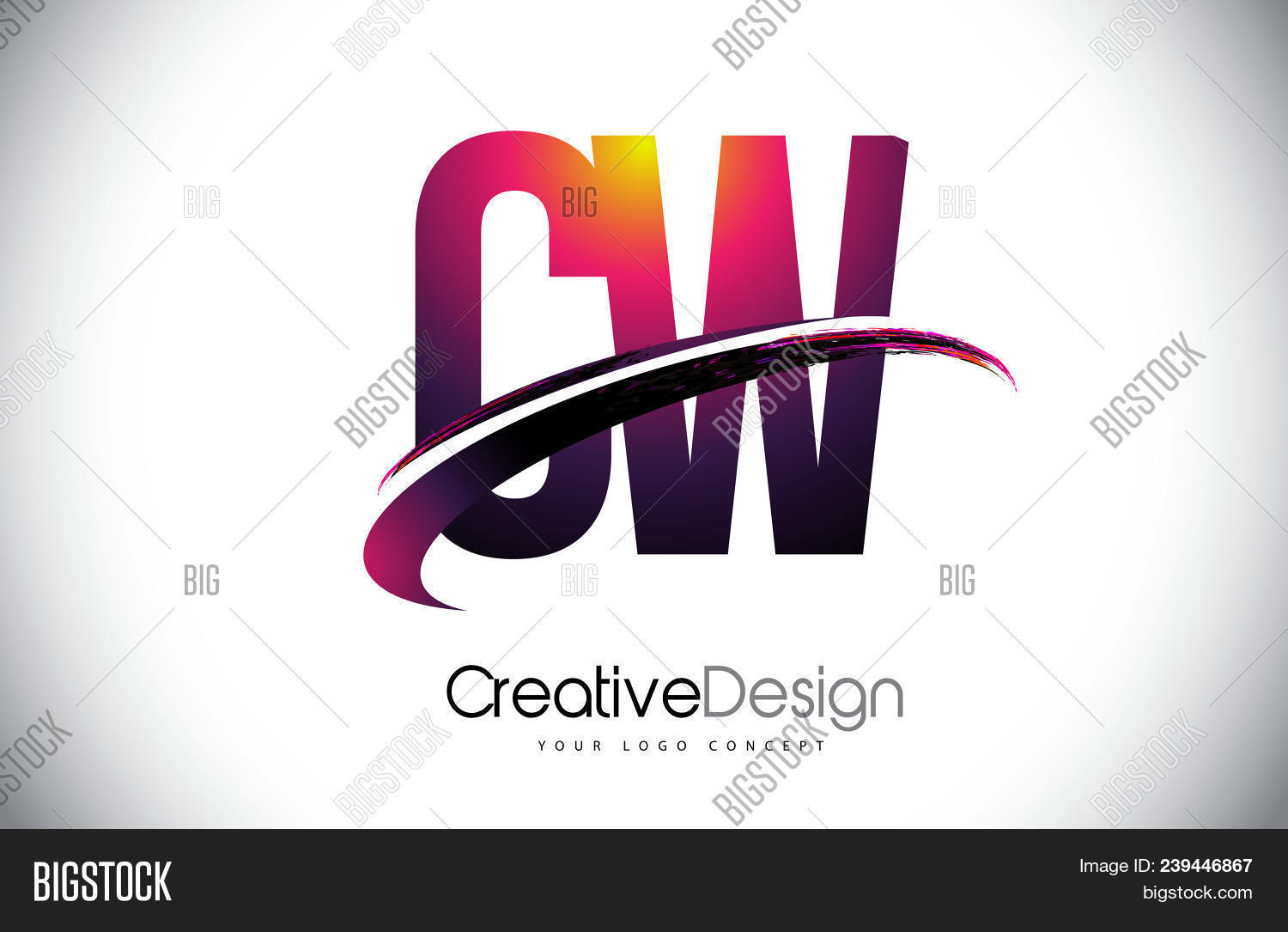 Cw C W Purple Letter Vector & Photo (Free Trial) | Bigstock