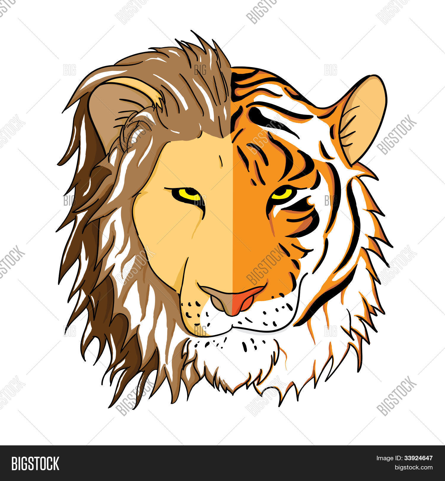 Half Lion Half Tiger Vector & Photo (Free Trial) | Bigstock