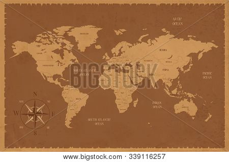 Old World Map Vintage Vector & Photo (Free Trial) | Bigstock
