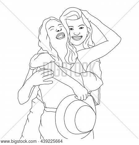 Two Girls Character Vector & Photo (Free Trial) | Bigstock