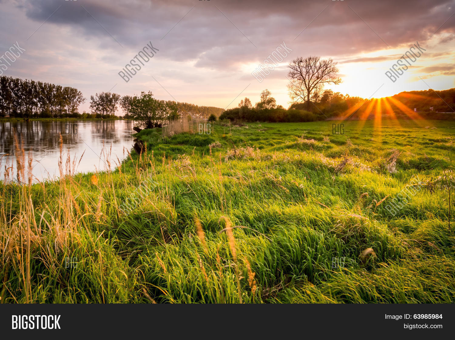 Sunset, River Sun Rays Image & Photo (Free Trial) | Bigstock