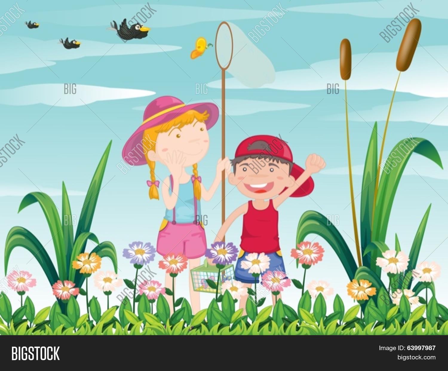 Illustration Two Kids Vector & Photo (Free Trial) | Bigstock