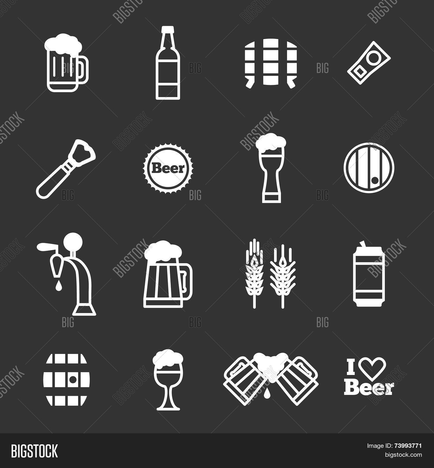 Beer Icons On Black Vector & Photo (Free Trial) | Bigstock