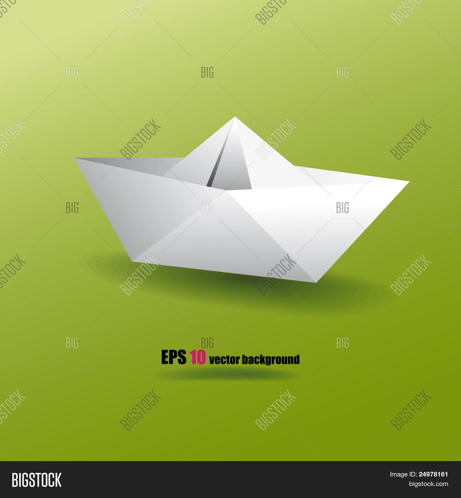 Paper Boat On Green Vector & Photo (Free Trial) | Bigstock