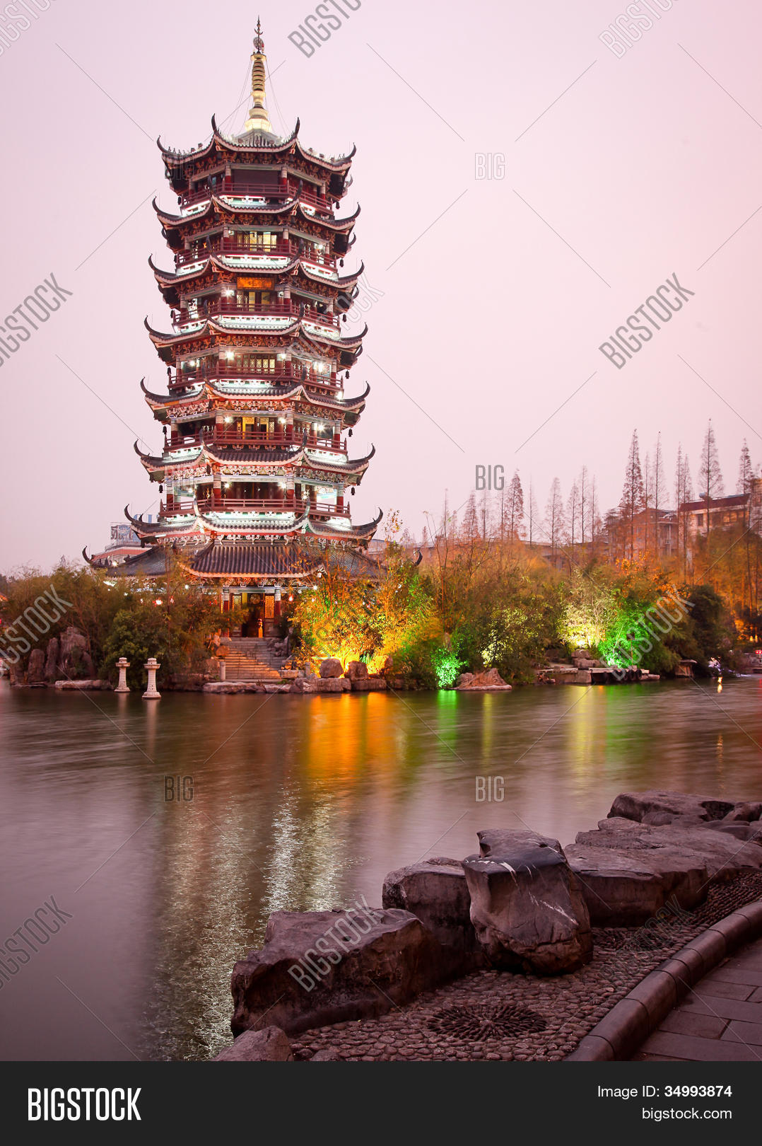 Sun Moon Pagodas, Image & Photo (Free Trial) | Bigstock