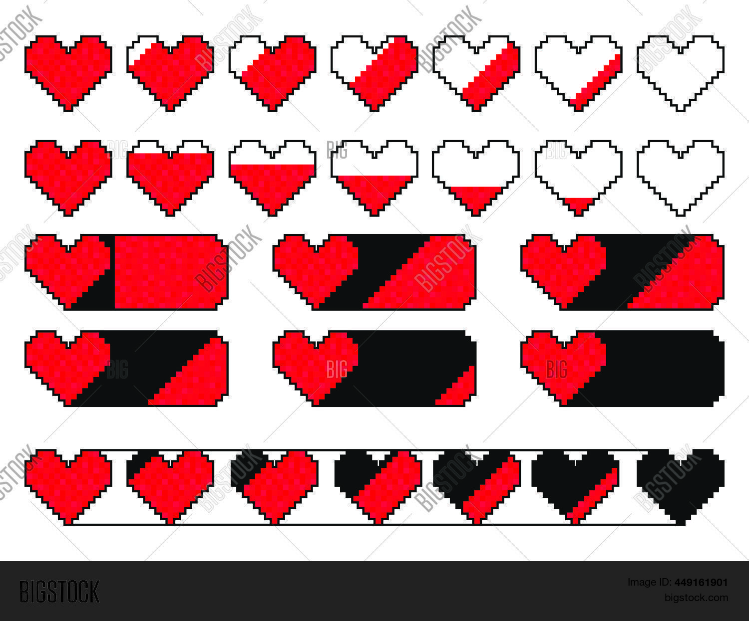 Pixel Health Bar 8 Vector & Photo (Free Trial) | Bigstock