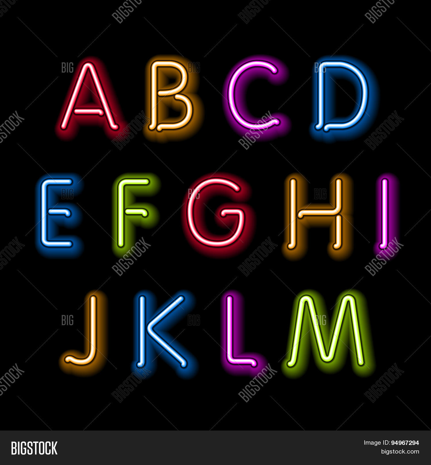 Neon Glow Alphabet. Vector & Photo (Free Trial) | Bigstock