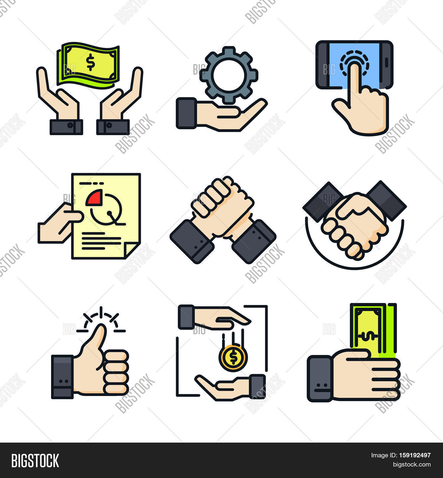 Hand Icon Set Color Vector & Photo (Free Trial) | Bigstock