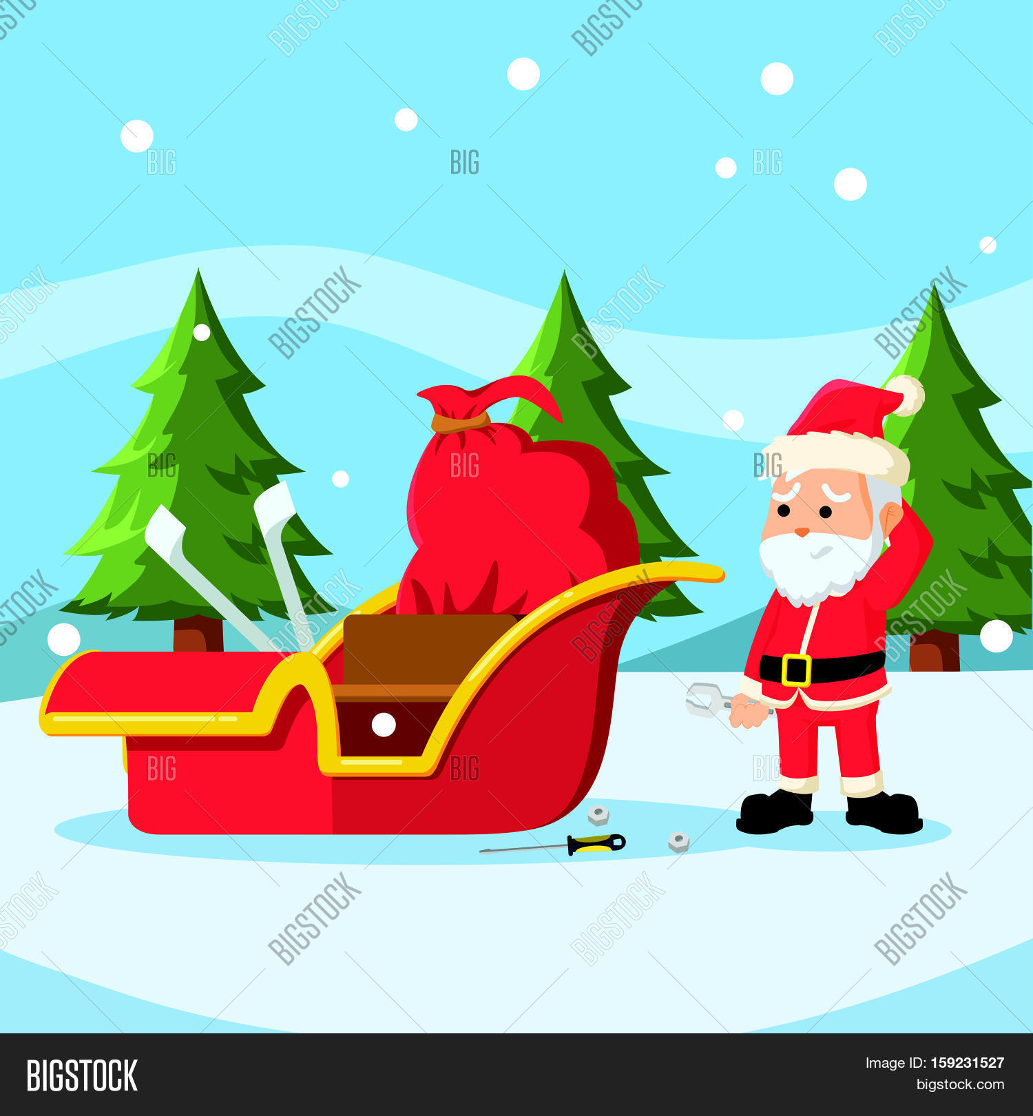Santa Repairing His Vector & Photo (Free Trial) | Bigstock