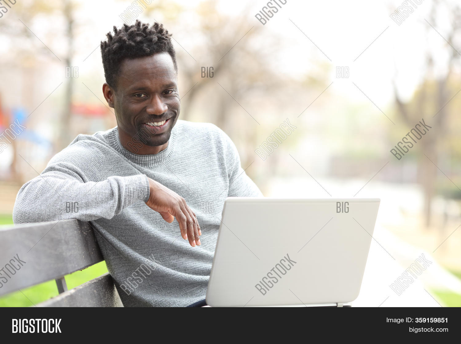 Happy Black Man Laptop Image & Photo (Free Trial) | Bigstock