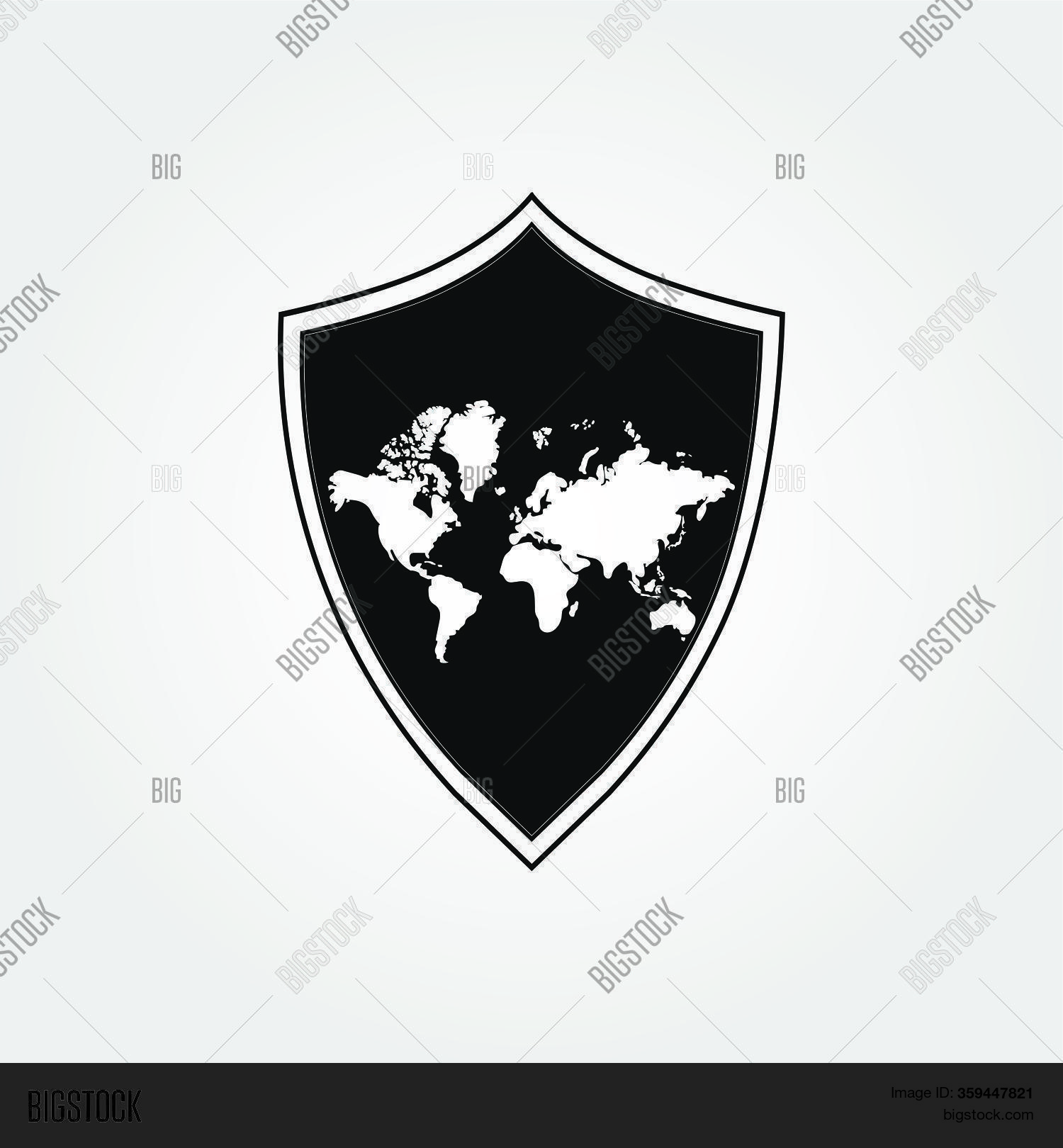 Shield Icon On World Vector & Photo (Free Trial) | Bigstock