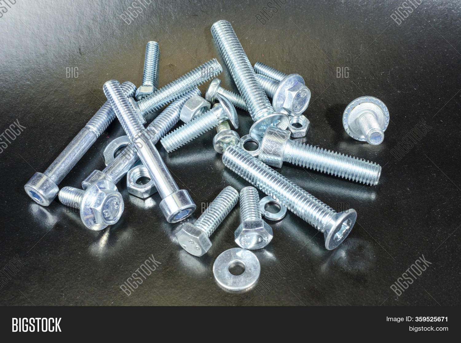 Various Bolts On Black Image & Photo (Free Trial) | Bigstock