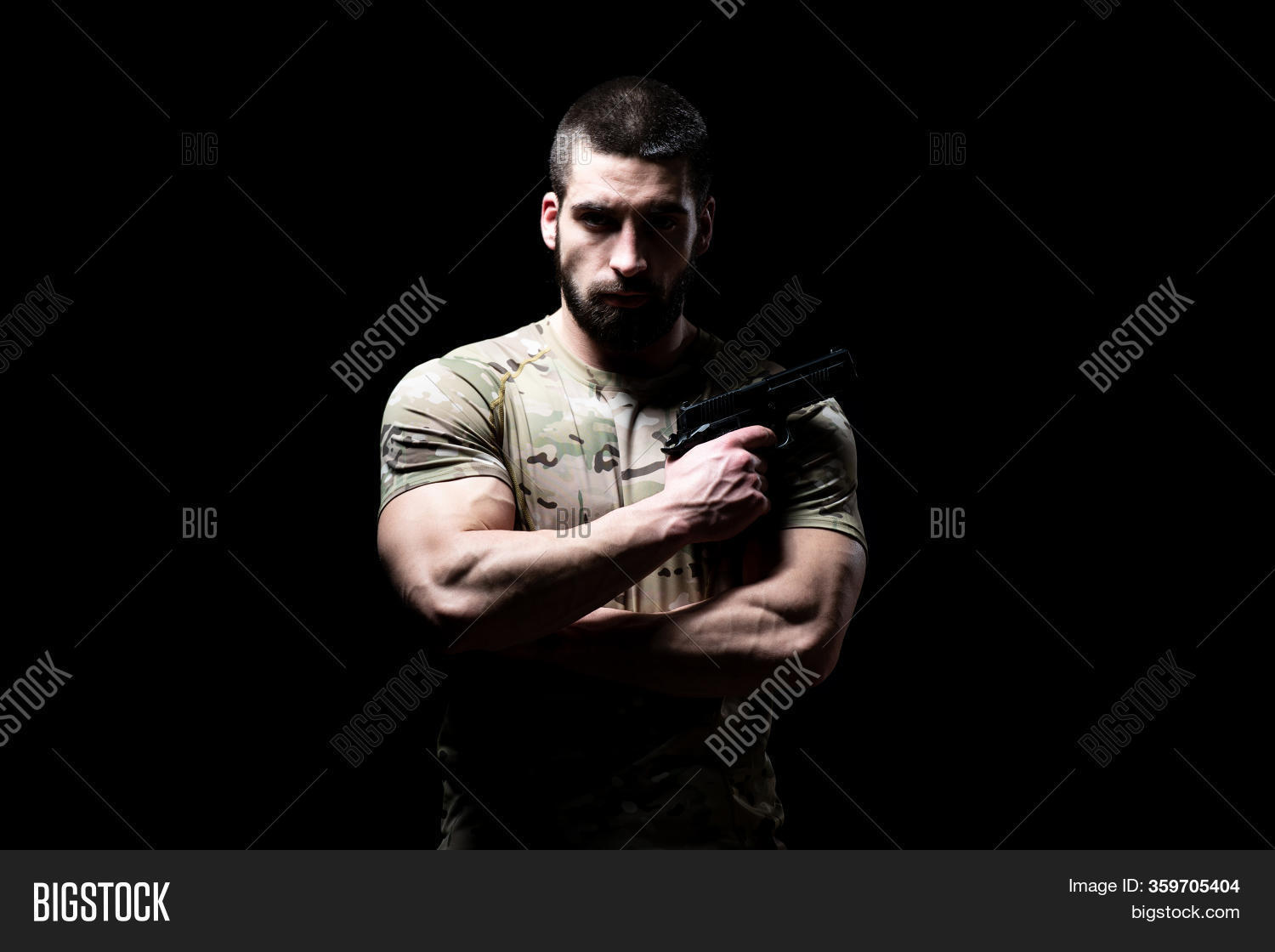 Warrior Gun On Black Image & Photo (Free Trial) | Bigstock