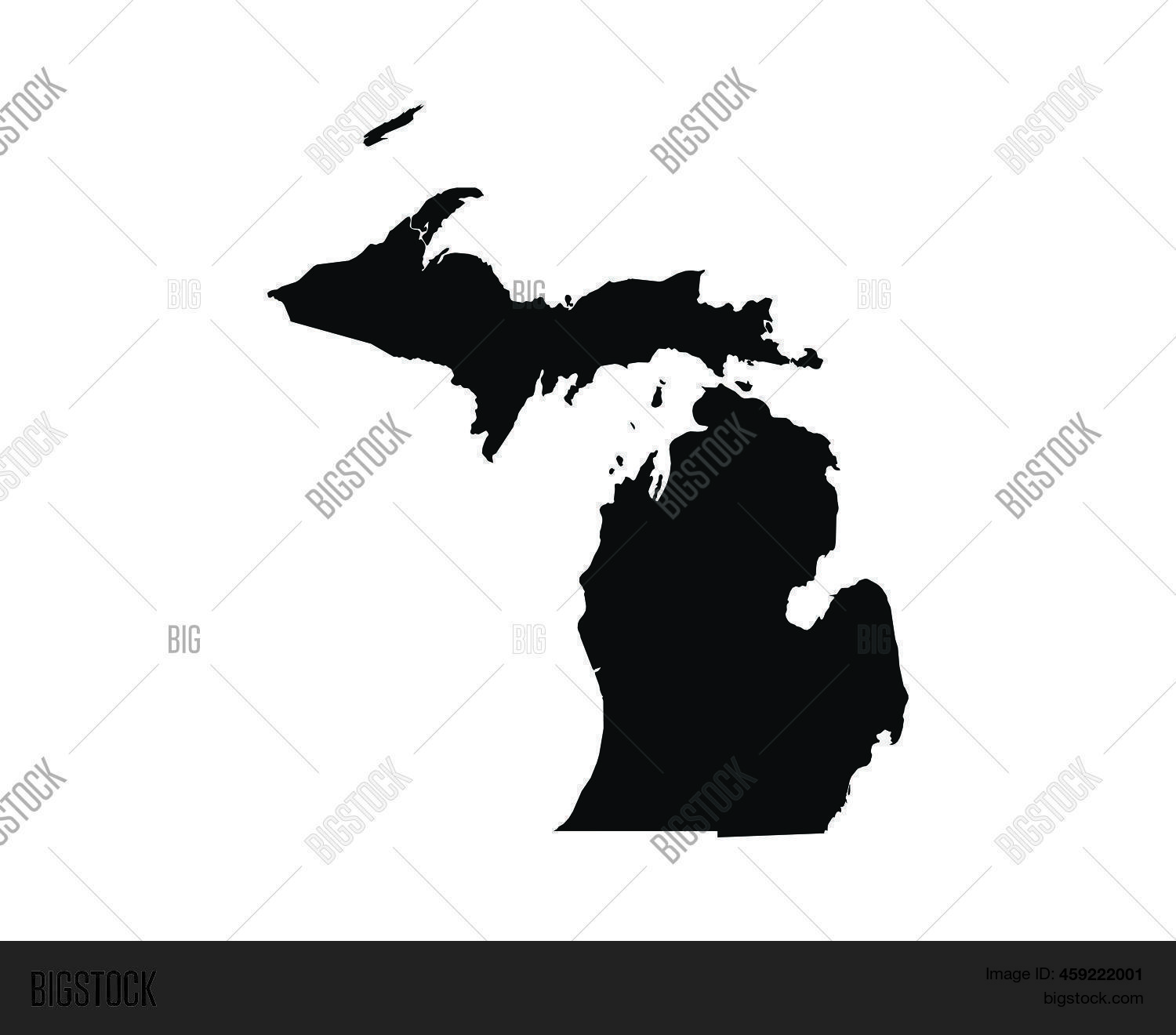 Michigan Us Map. Mi Vector & Photo (Free Trial) | Bigstock