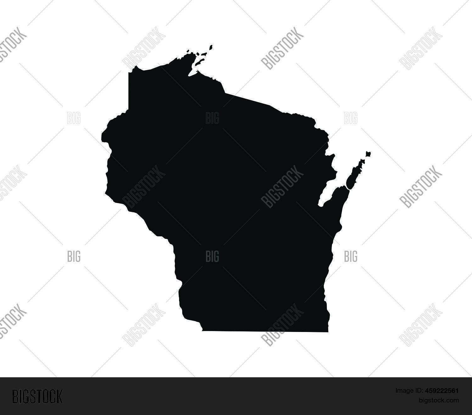Wisconsin Us Map. Wi Vector & Photo (Free Trial) | Bigstock