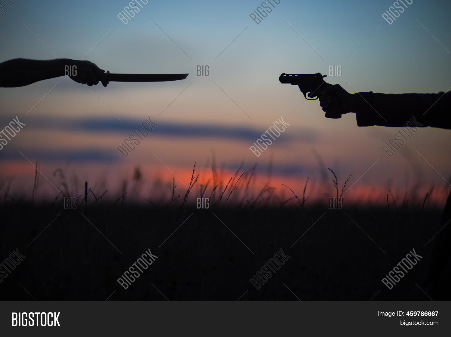 Katana Versus Revolver Image & Photo (Free Trial) | Bigstock