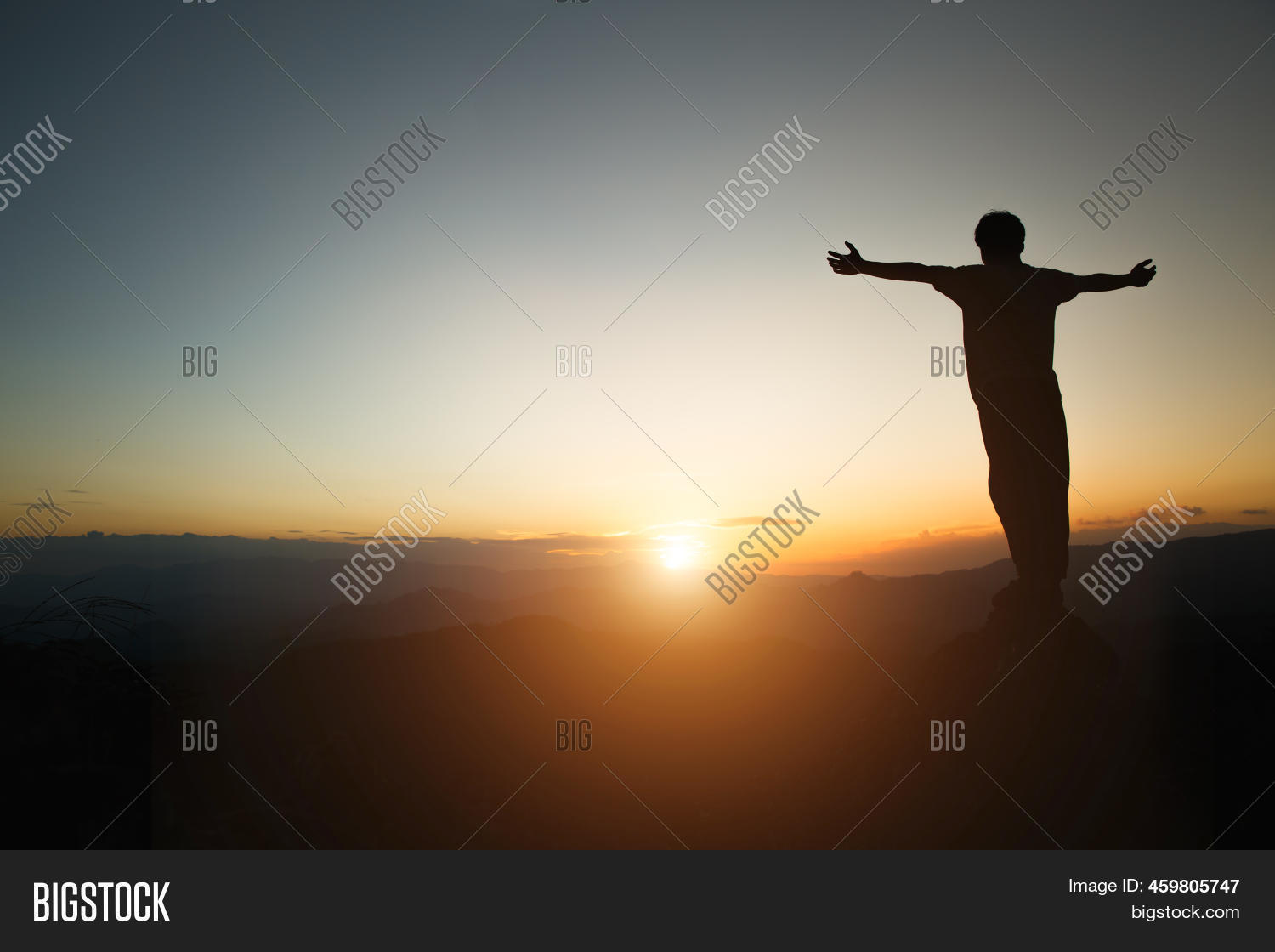 Silhouette Man Rise Image & Photo (Free Trial) | Bigstock