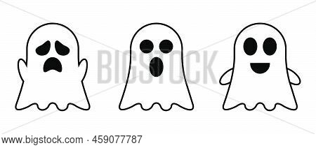 Cute Ghosts Outline Vector & Photo (Free Trial) | Bigstock