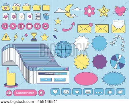 Set Retro Computer Ui Vector & Photo (Free Trial) | Bigstock
