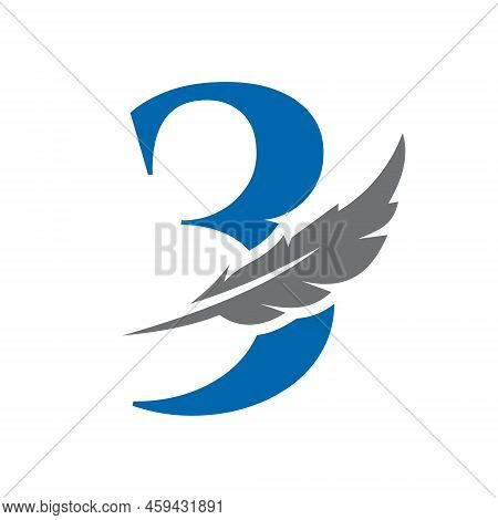 Letter 3 Feather Logo Vector & Photo (Free Trial) | Bigstock