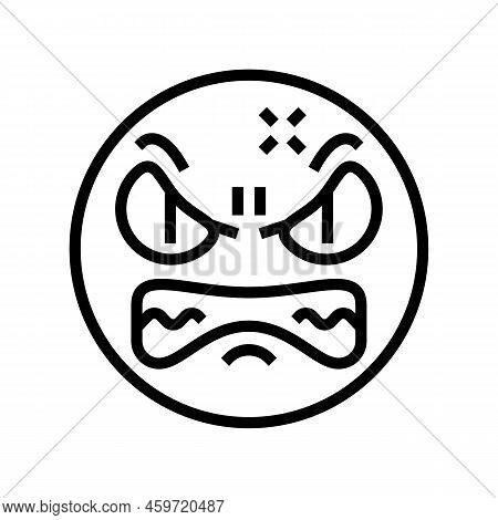 Angry Emoji Line Icon Vector & Photo (Free Trial) | Bigstock