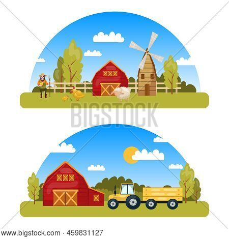 Two Colorful Farm Vector & Photo (Free Trial) | Bigstock