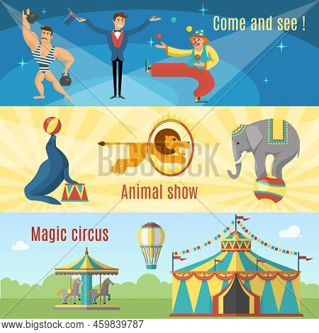 Flat Circus Banners Vector & Photo (Free Trial) | Bigstock