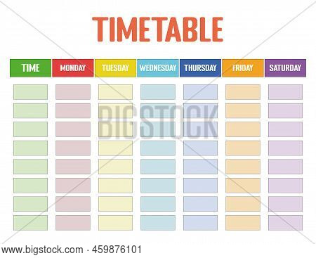 Simple Timetable Week Vector & Photo (Free Trial) | Bigstock