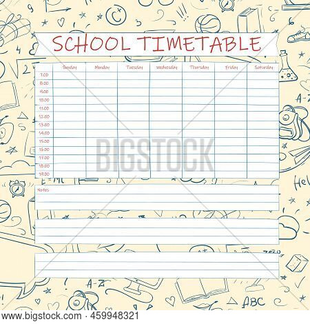 School Timetable Hand Vector & Photo (Free Trial) | Bigstock