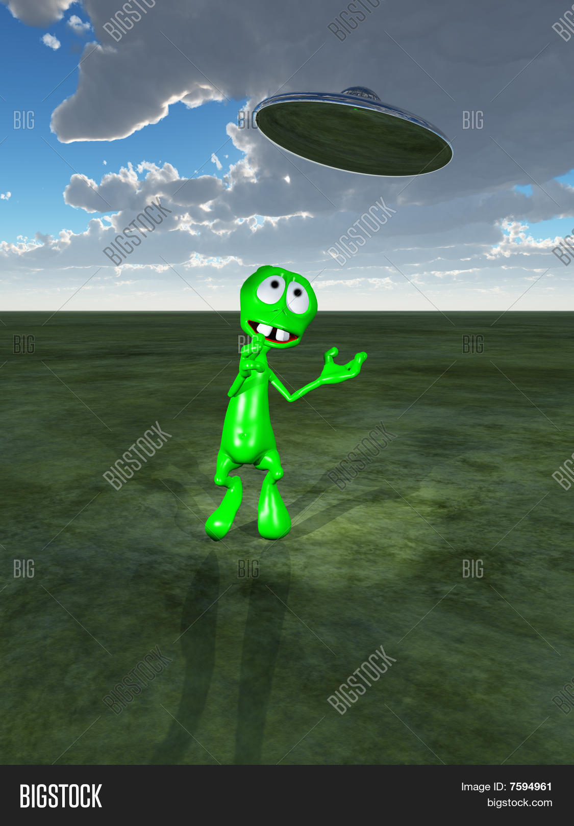 Little Green Alien Ufo Image & Photo (Free Trial) | Bigstock