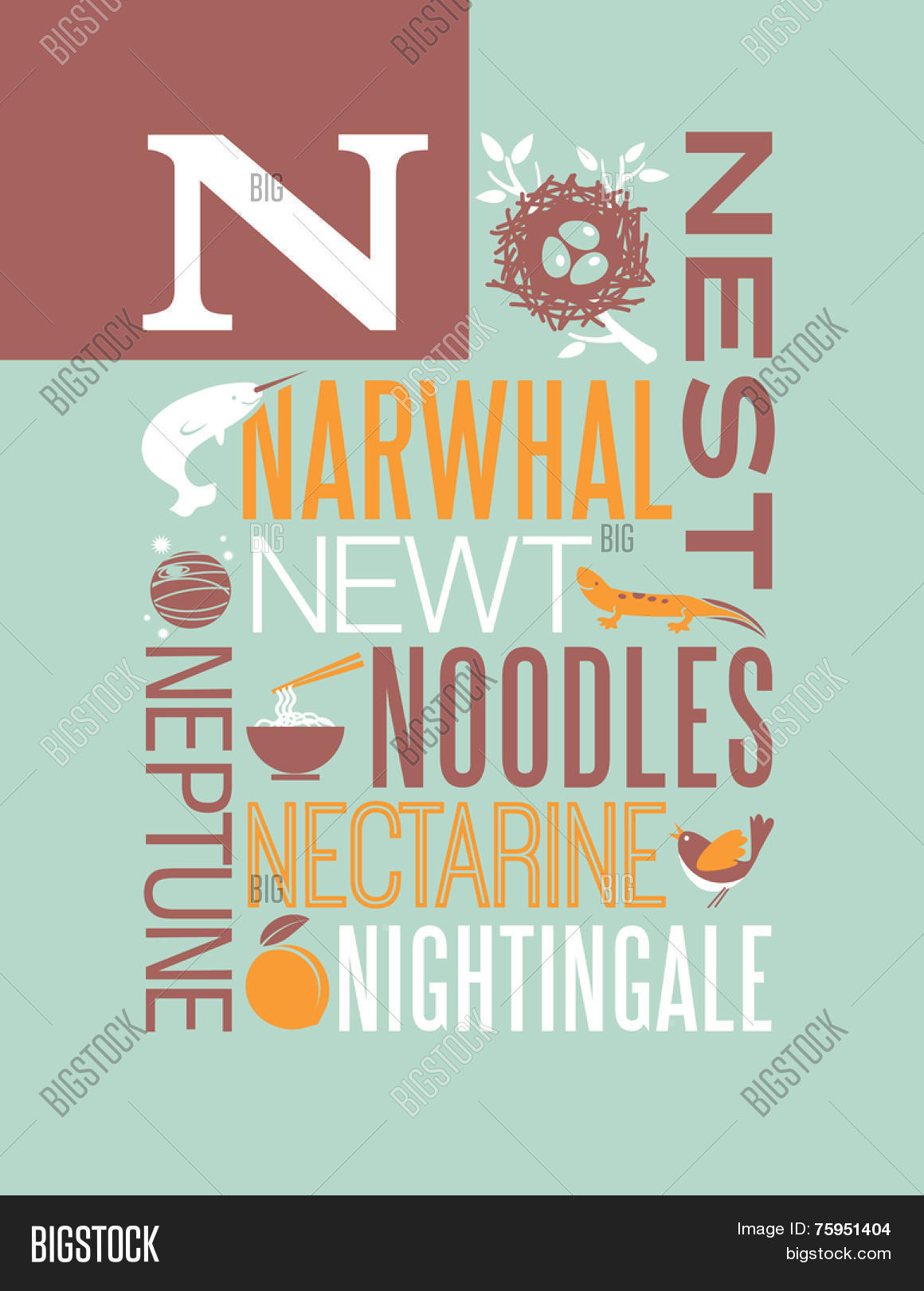Letter N Words Vector & Photo (Free Trial) | Bigstock