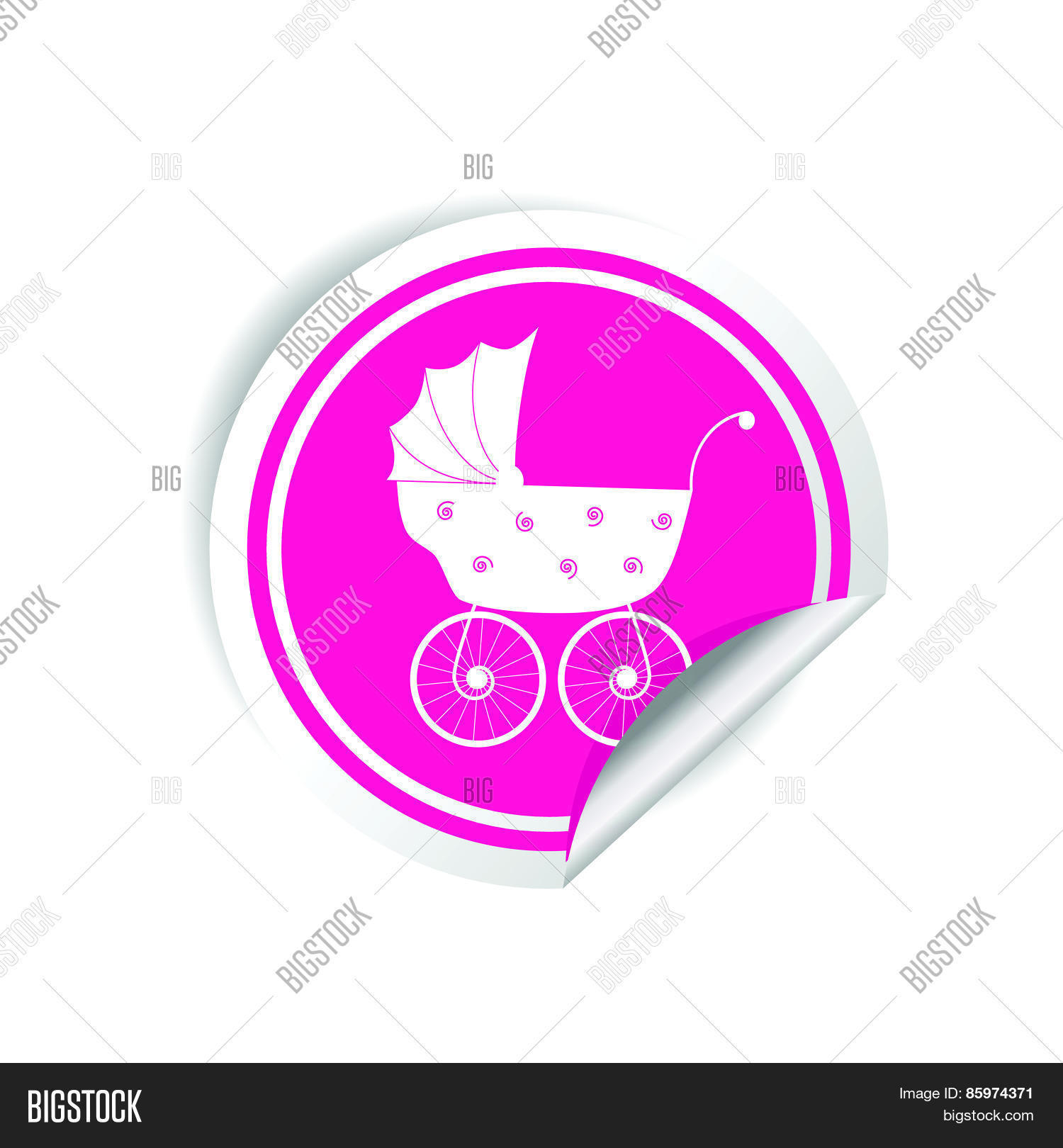 Baby Carriage Sticker Vector & Photo (Free Trial) | Bigstock