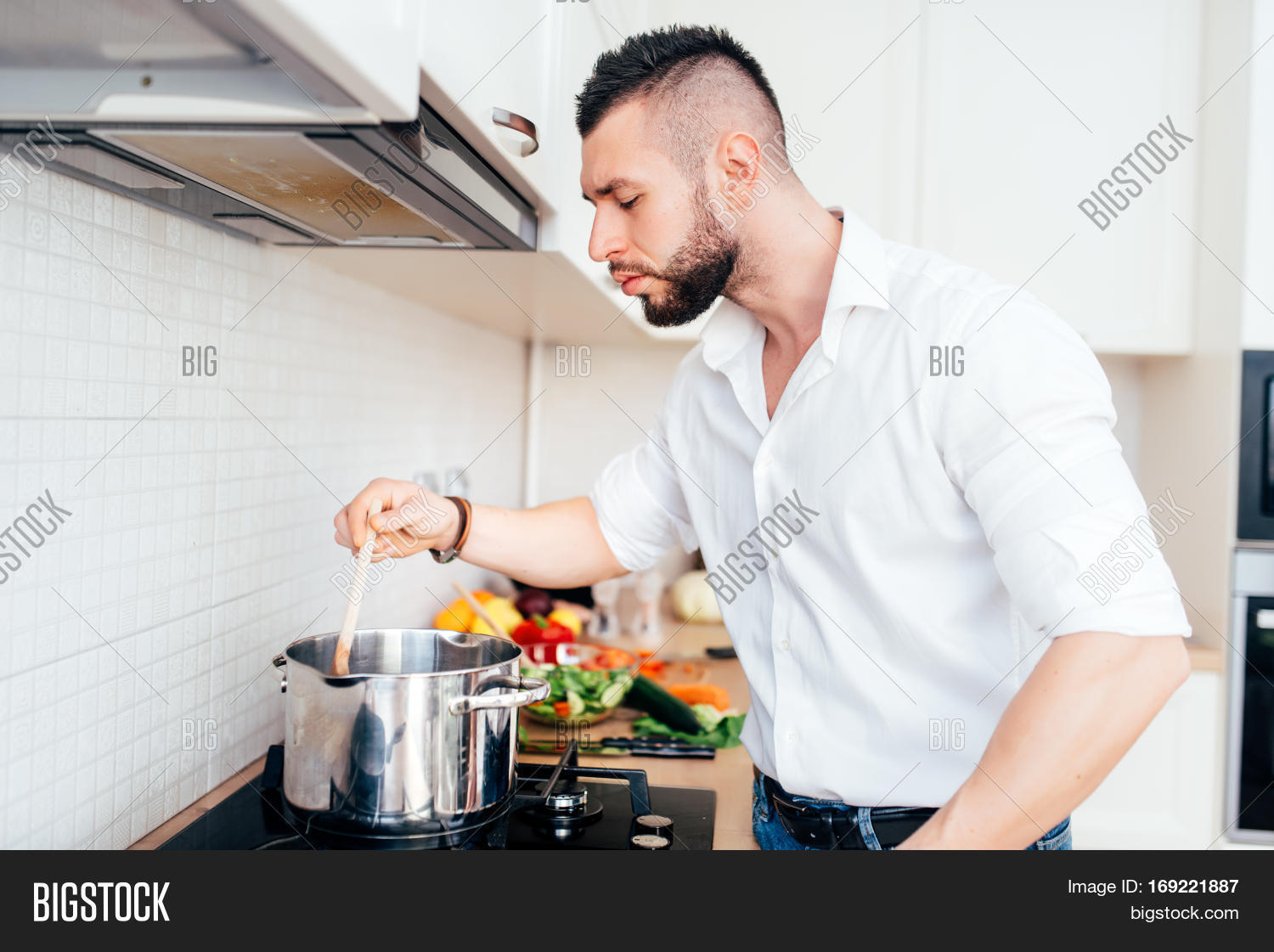 Handsome Man Cooking Image & Photo (Free Trial) | Bigstock
