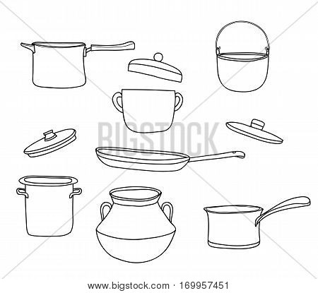 Pots Set.art Vintage Vector & Photo (Free Trial) | Bigstock