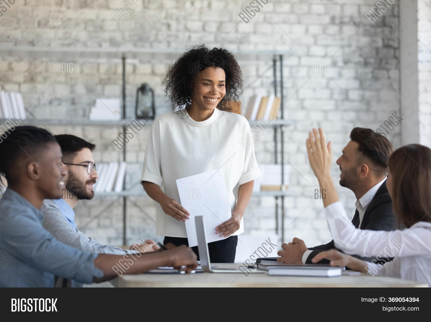 Employee Raising Hand Image & Photo (Free Trial) | Bigstock