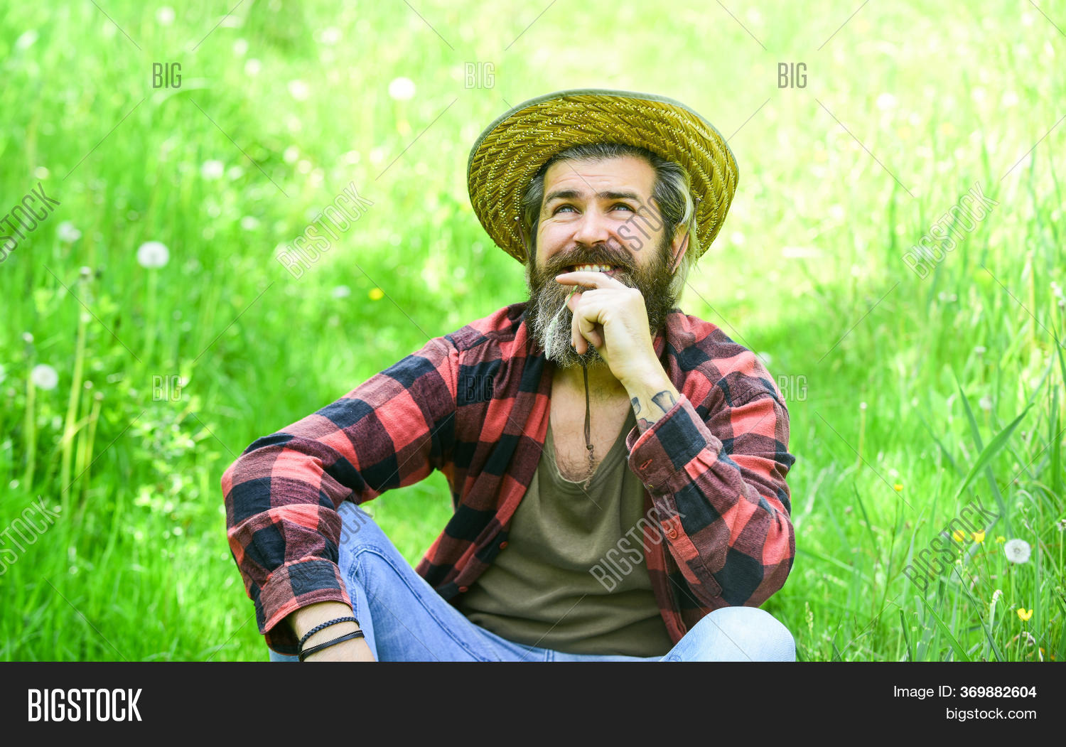 Relaxed Farmer Straw Image & Photo (Free Trial) | Bigstock