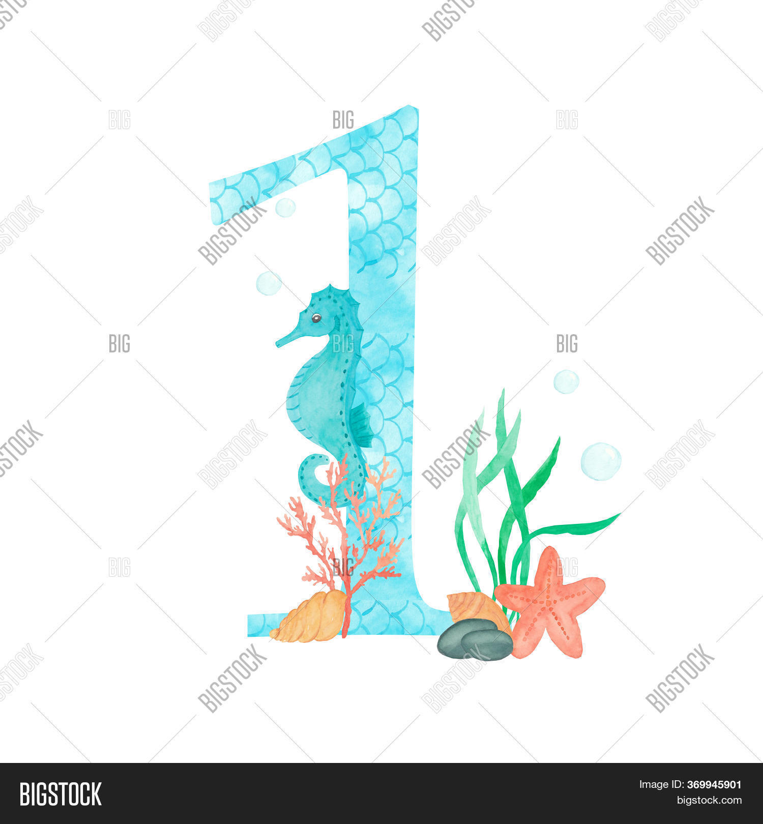 Watercolor Number 1. Image & Photo (Free Trial) | Bigstock