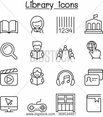 Library Icon Set Thin Vector & Photo (Free Trial) | Bigstock