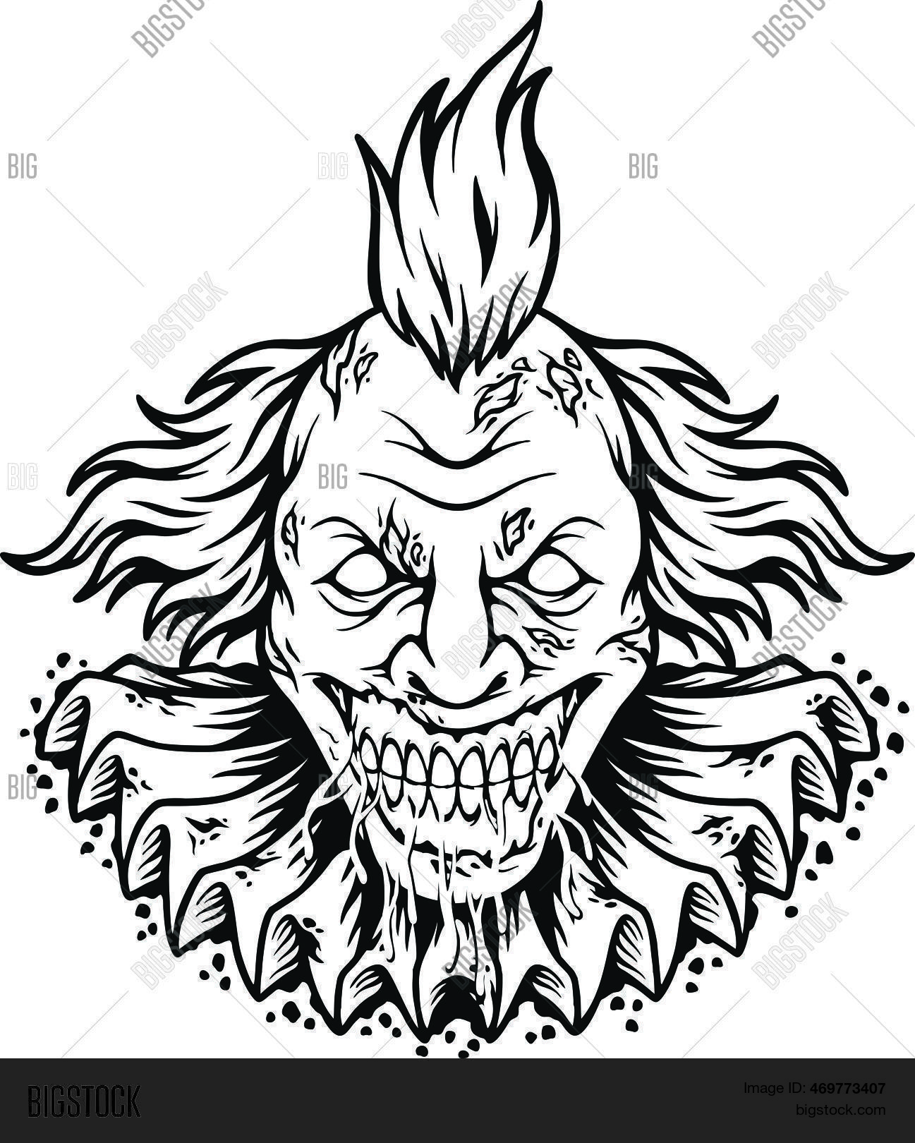 Scary Evil Clown Head Vector & Photo (Free Trial) | Bigstock