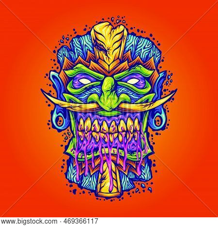Scary Tiki Bar Mask Vector & Photo (Free Trial) | Bigstock