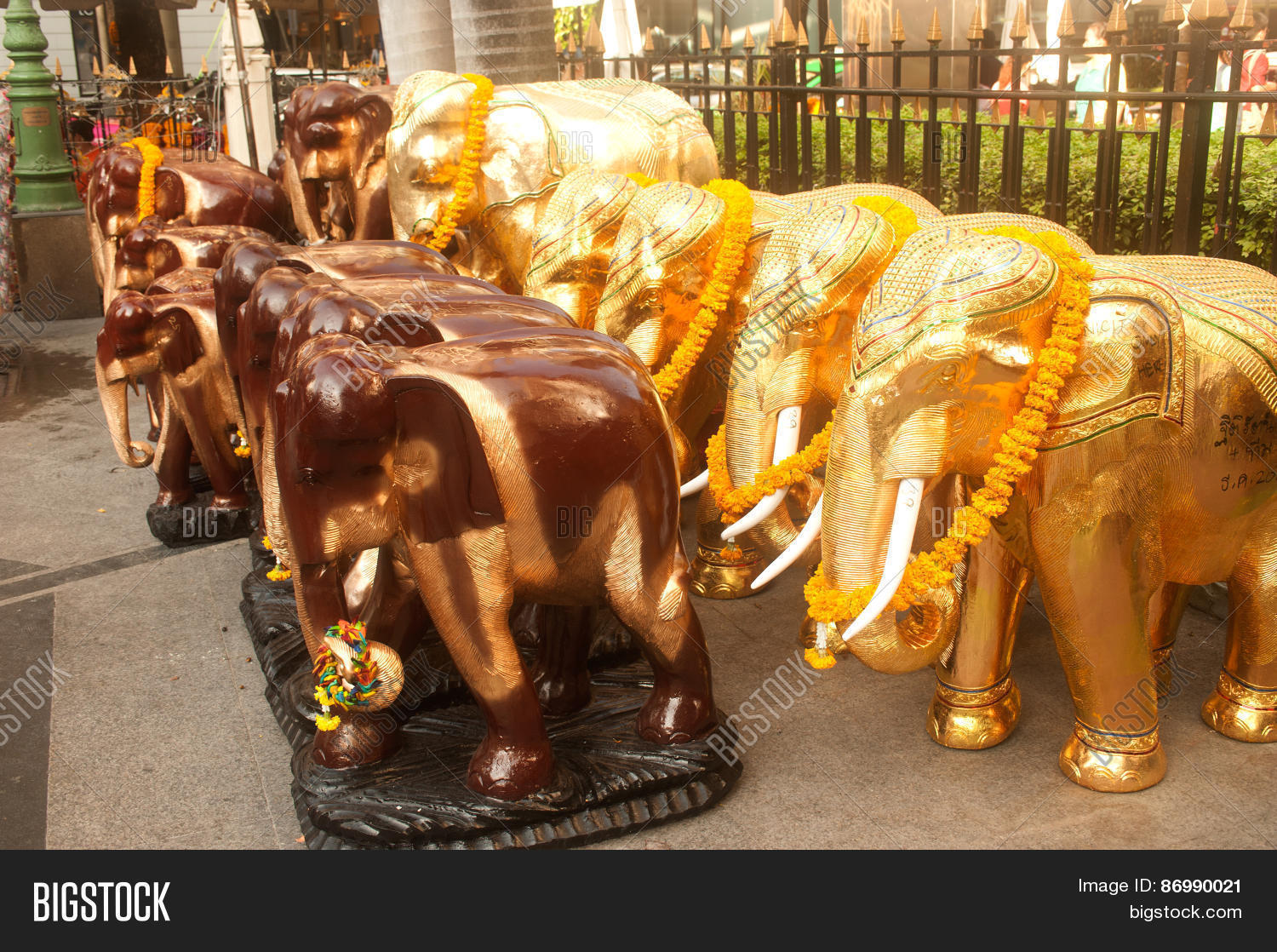 Wood Elephants Erawan Image & Photo (Free Trial) | Bigstock