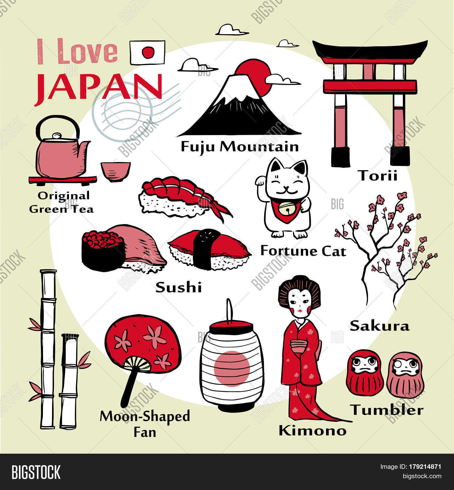 Japan Famous Things Vector & Photo (Free Trial) | Bigstock