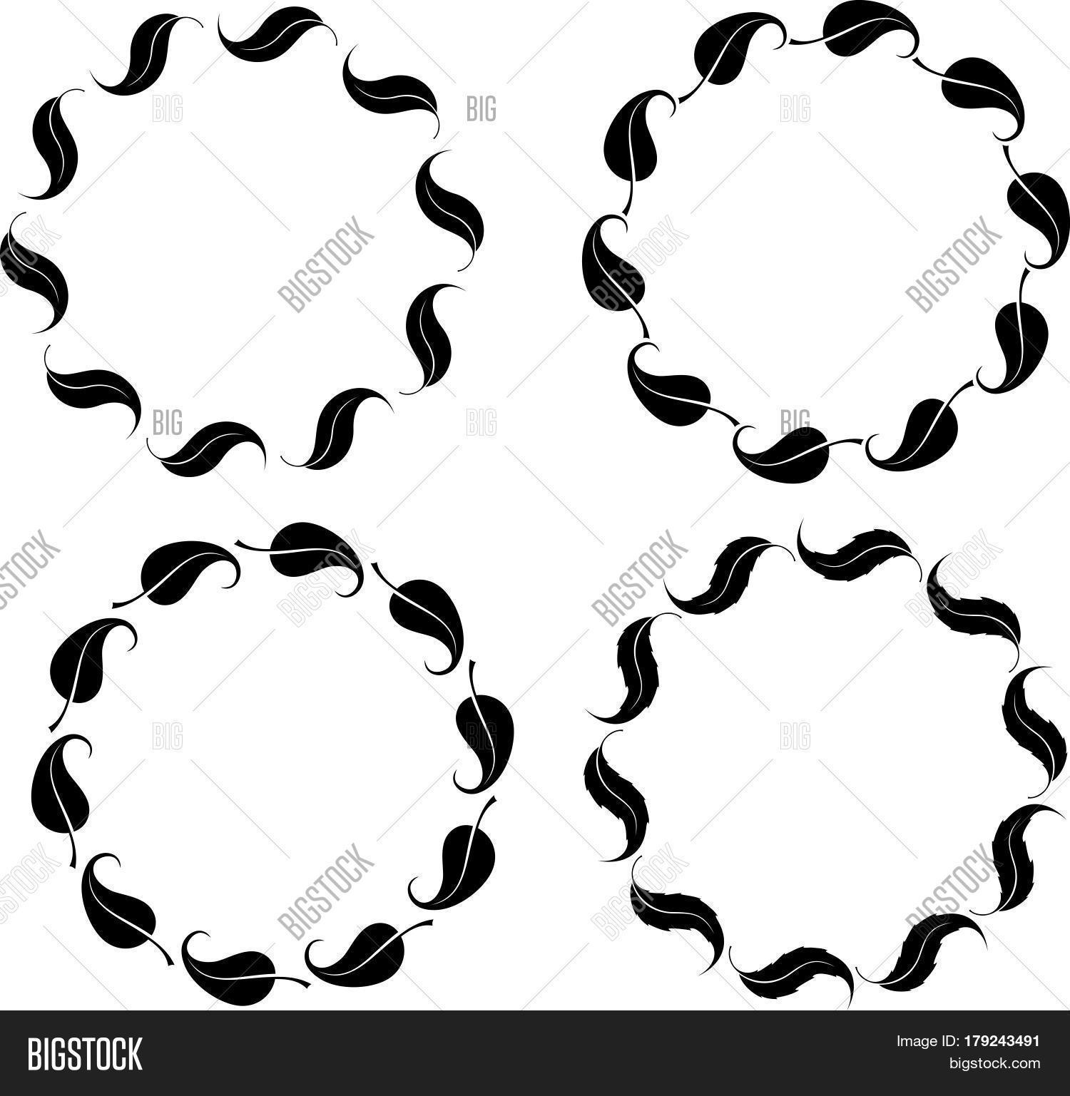 Set Four Round Floral Vector & Photo (Free Trial) | Bigstock