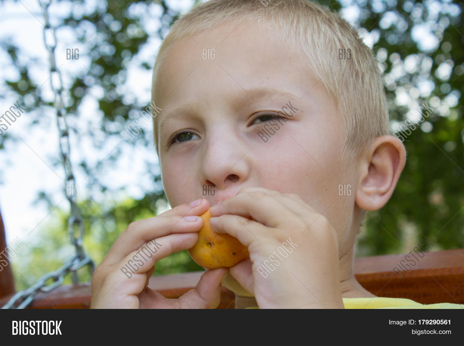 Boy Eats Sour Apricot Image & Photo (Free Trial) | Bigstock