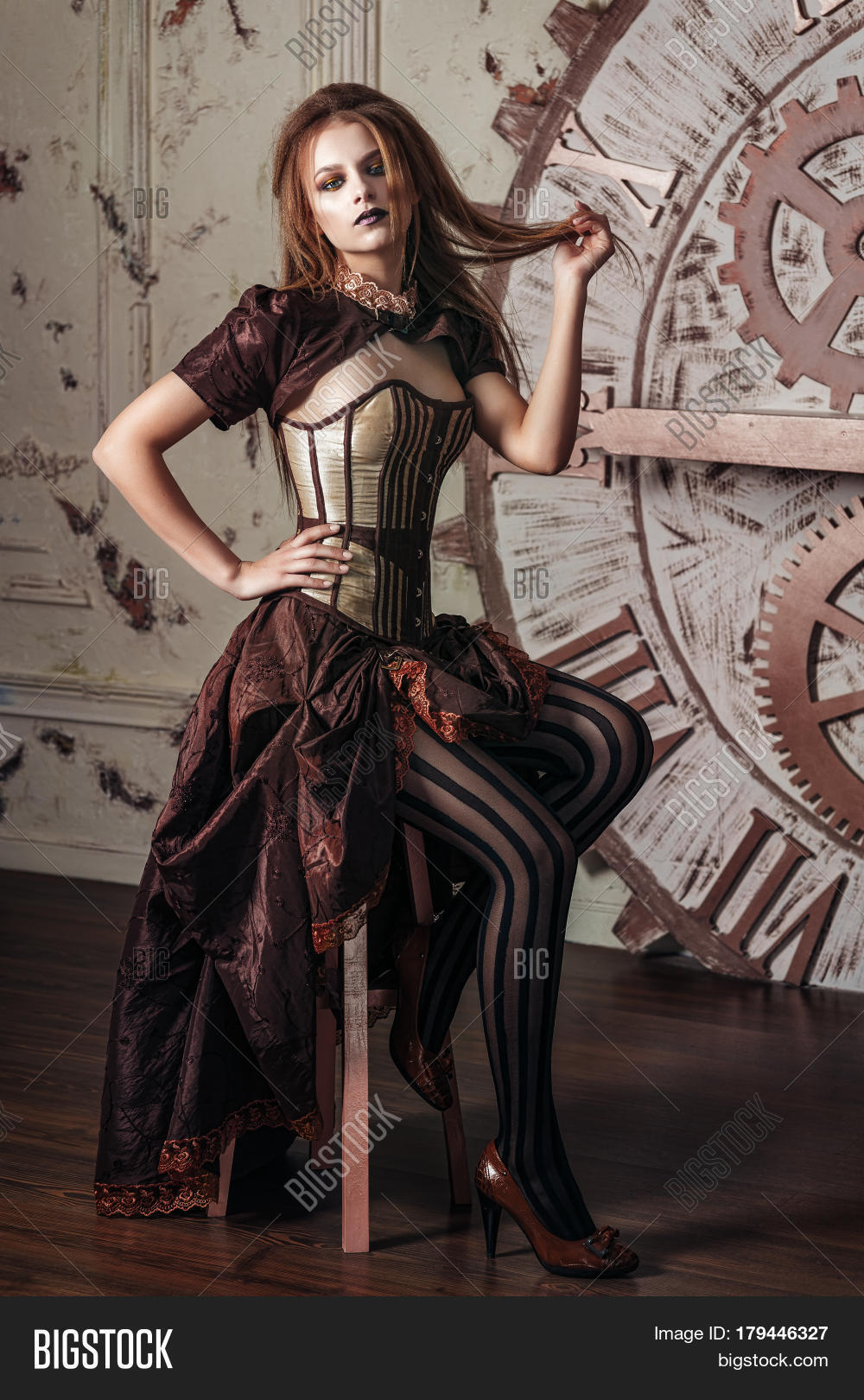 Portrait Beautiful Steampunk Woman Image & Photo | Bigstock
