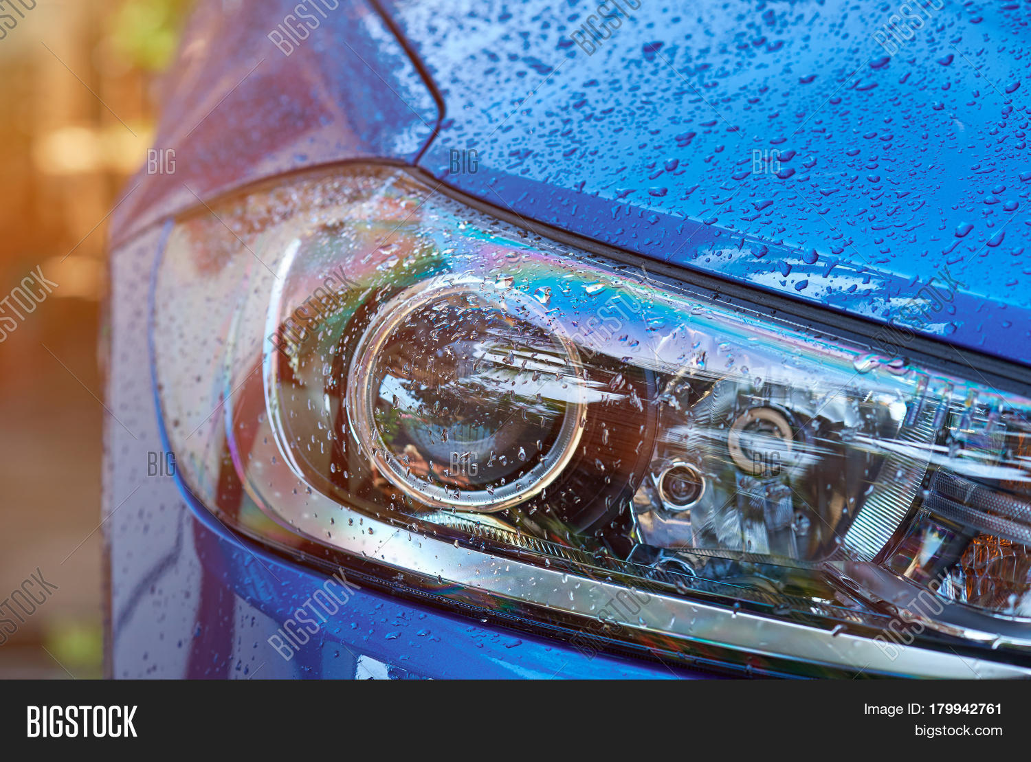 Wet Car Headlight Image & Photo (Free Trial) | Bigstock
