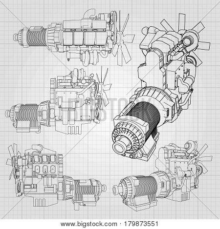 Big Diesel Engine Vector & Photo (Free Trial) | Bigstock