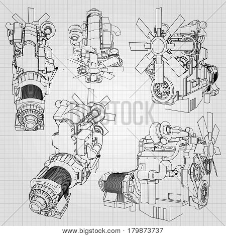 Big Diesel Engine Vector & Photo (Free Trial) | Bigstock