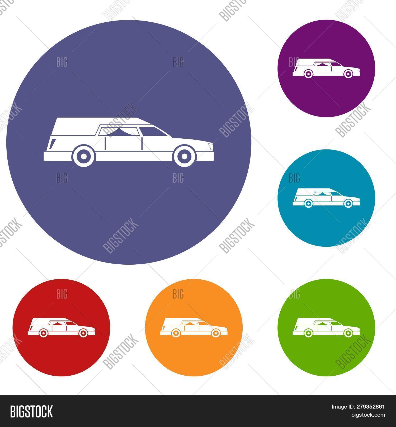 Hearse Icons Set Flat Image & Photo (Free Trial) | Bigstock
